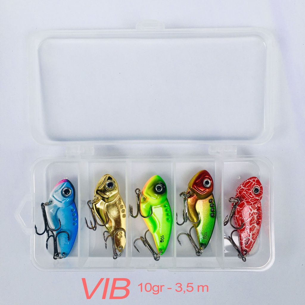 Mồi câu lure cá sắt VIB dài 3,5cm nặng 10gr Lưỡi ba tiêu sắc bén không rỉ sét Tặng hộp đựng mồi ...