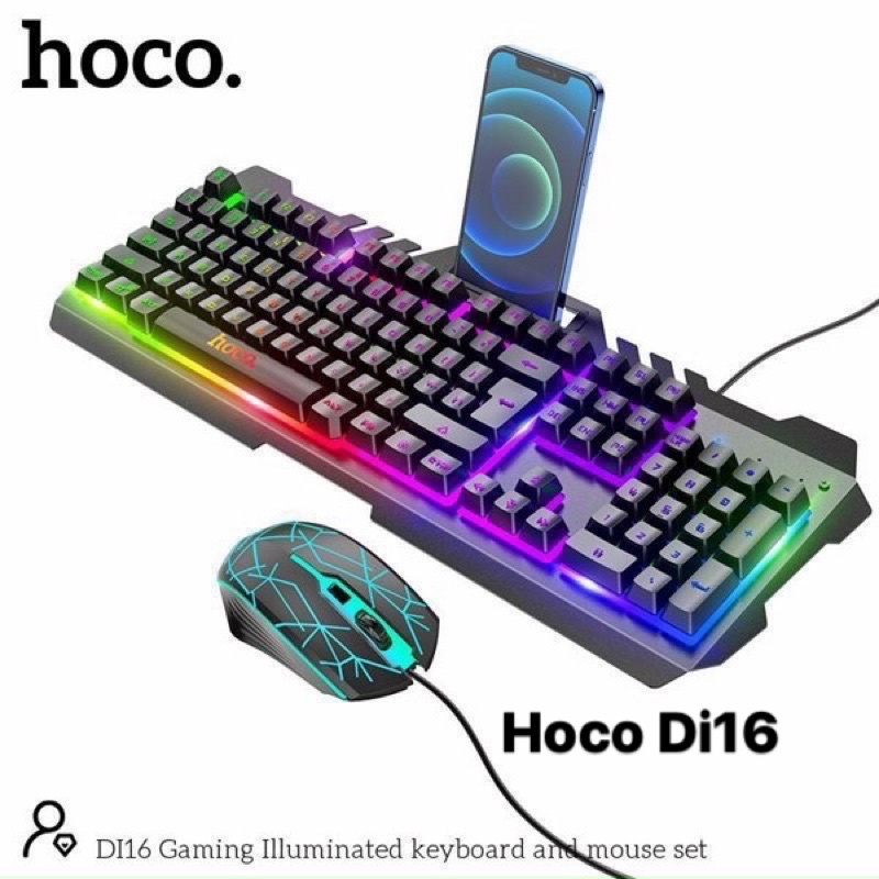 Bộ bàn phím và chuột Gaming Hoco Di16 Led RGB có dây | Shopee Việt Nam