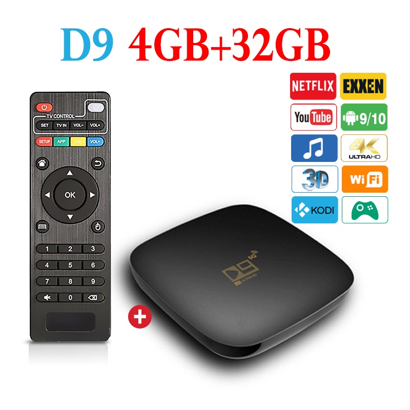 Thiết Bị Chuyển Đổi D9 TV Box 2.4G+5G Wifi 4K HD Android 10.0 Tivi Box ...