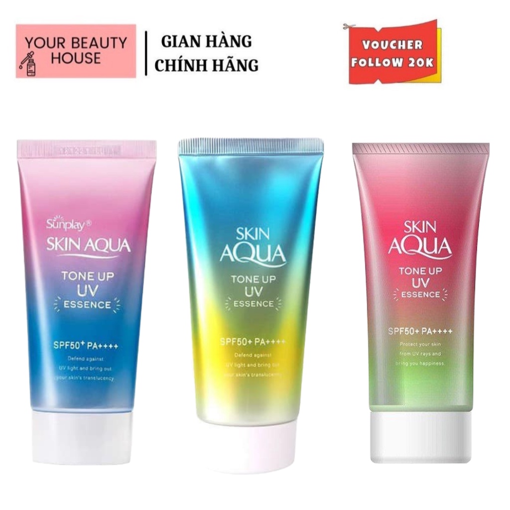 [Rohto] Kem Chống Nắng Skin Aqua Tone Up UV Essence SPF50+ 80g | Shopee Việt Nam