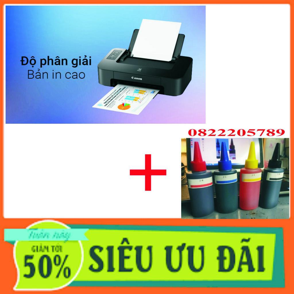 Máy in Canon TS207 có kèm 4 chai tiếp mực ngoài | Shopee Việt Nam