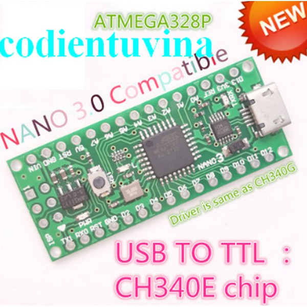Mạch arduino Nano CH340 cổng micro USB (NANO V3.0 5V 16M ATMEGA328 ...