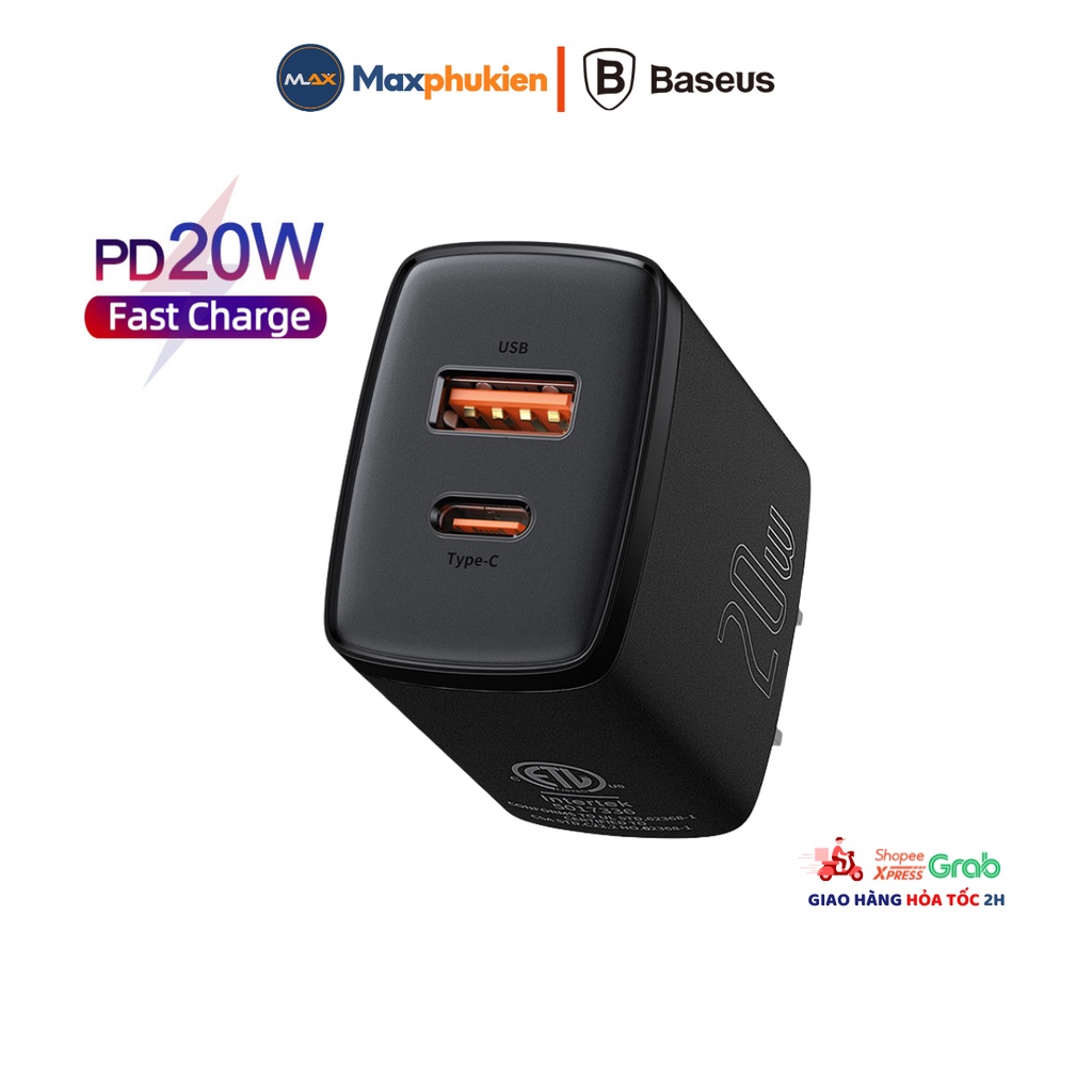 Củ Sạc Nhanh 20w - Siêu Nhỏ Gọn Tích Hợp 2 Cổng Sạc Type C và USB, Hỗ Trợ PD 20W/ 18W, QC3.0 ...