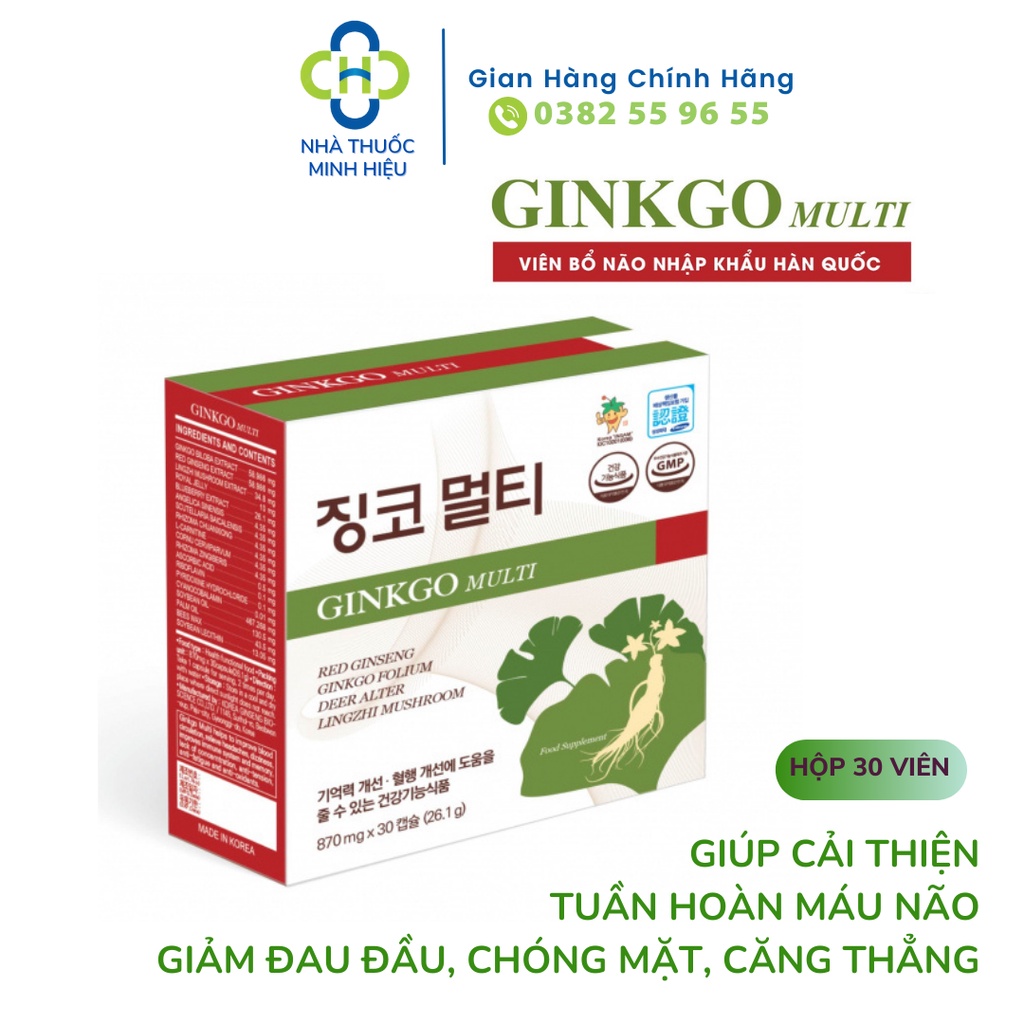 Viên bổ não Ginkgo Multi – Hỗ trợ giảm đau đầu, chóng mặt, giảm mệt mỏi ...