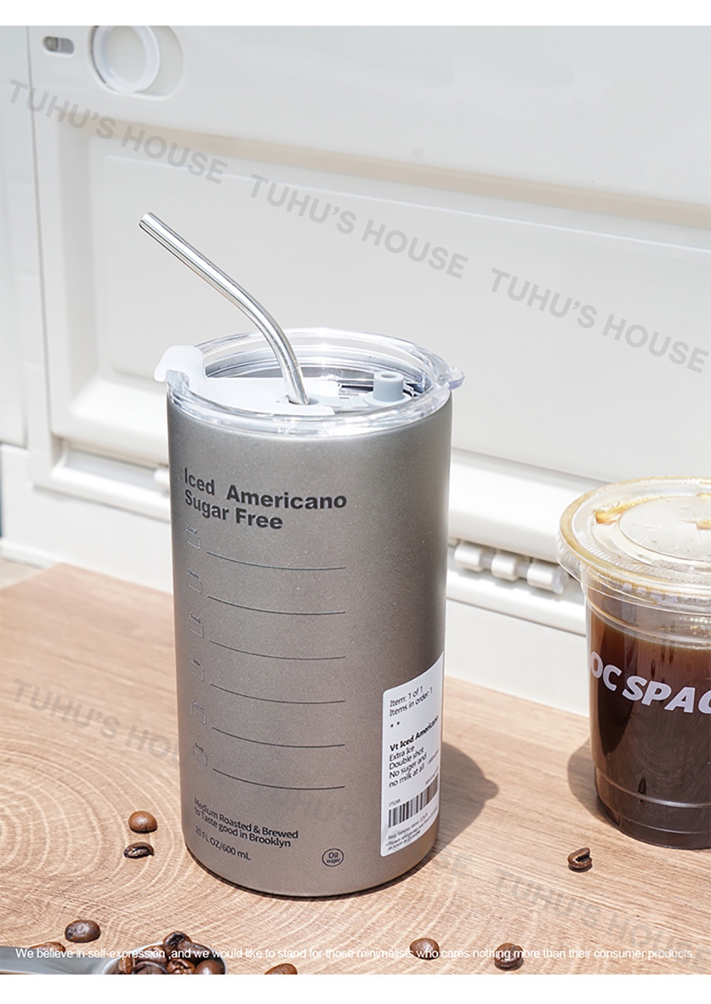 Ly giữ nhiệt iced americano inox 304 cao cấp chống gỉ, cốc uống nước giữ nhiệt có ống hút tiện ...