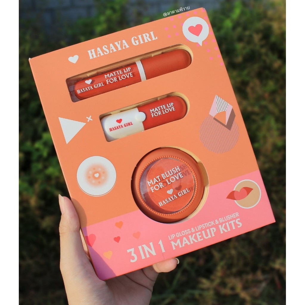 Set HASAYA Girl matte For Love 3 in 1 (1 son kem + 1 son sáp + má hồng ...