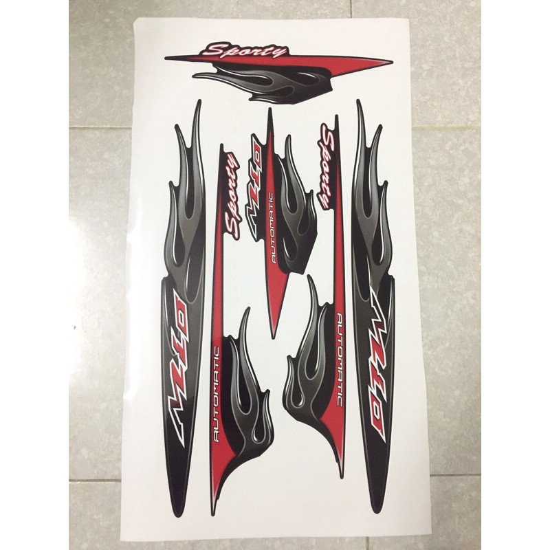 Tem Mio Sporty lửa dán cho xe đen - không bay màu | Shopee Việt Nam