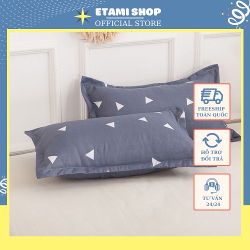 Vỏ gối nằm cotton ETAMI tam giác ghi 45x65, áo gối nằm cao cấp thiết kế ...