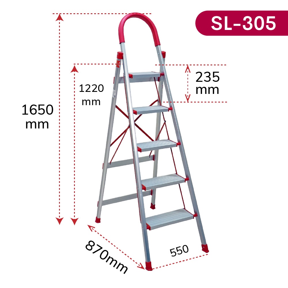 Thang ghế nhôm tay vịn chữ A bản to 3 - 4 - 5 bậc từ 1,2M - 1,65M xếp ...