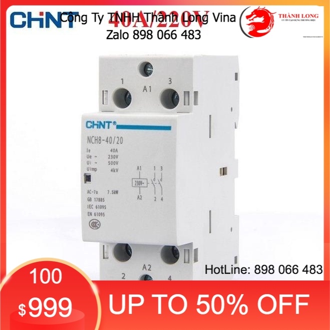 Khởi động từ, contactor 1 pha CHINT NCH8 40A/220V (Xám) | Shopee Việt Nam