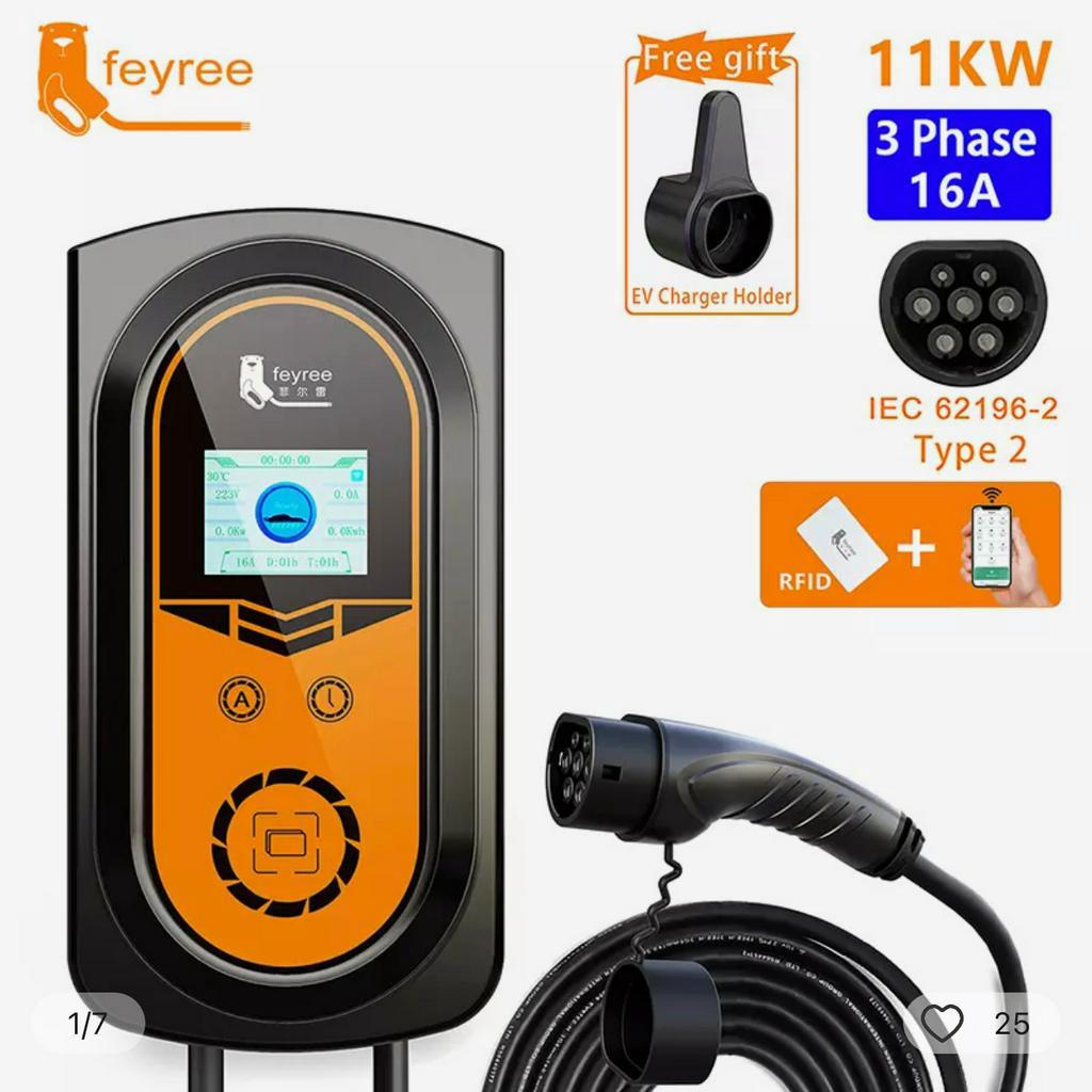 Trạm sạc thông minh 11kW Feyree 2023 [Vỏ Carbon] [WiFi] [RFID] - 3 pha 16A cho xe vinfast VF8 ...