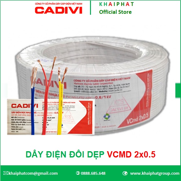 DÂY ĐIỆN ĐÔI MỀM DẸT DẸP VCMD 2x16 2 x 0.5mm2 CADIVI MÀU ĐỎ XANH VÀNG ...