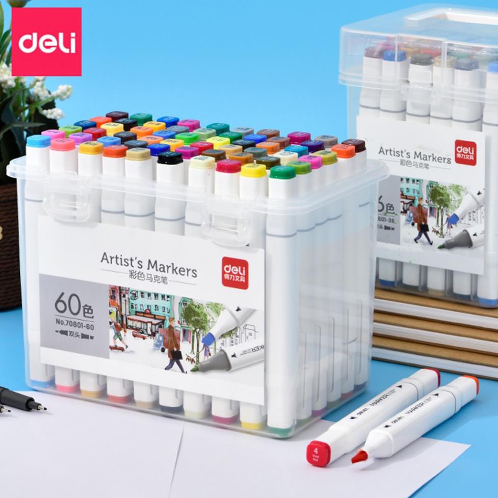 Bút màu marker hai đầu cao cấp Deli - 70801 | Shopee Việt Nam
