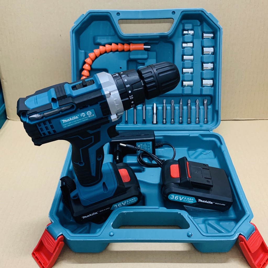 Máy khoan pin 36v 3 chức năng có búa - Tặng kèm 24 chi tiết gồm các mũi khoan + Mũi bắt vít ...