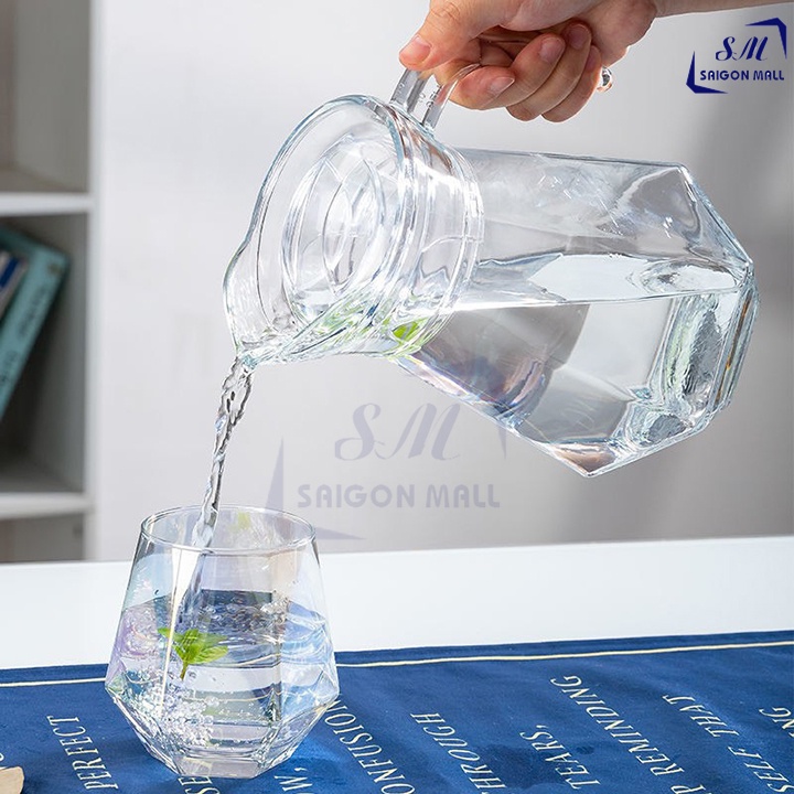 Bình rót nước thuỷ tinh cao cấp đáy góc cạnh dung tích 1.3 lít EH1028 ...