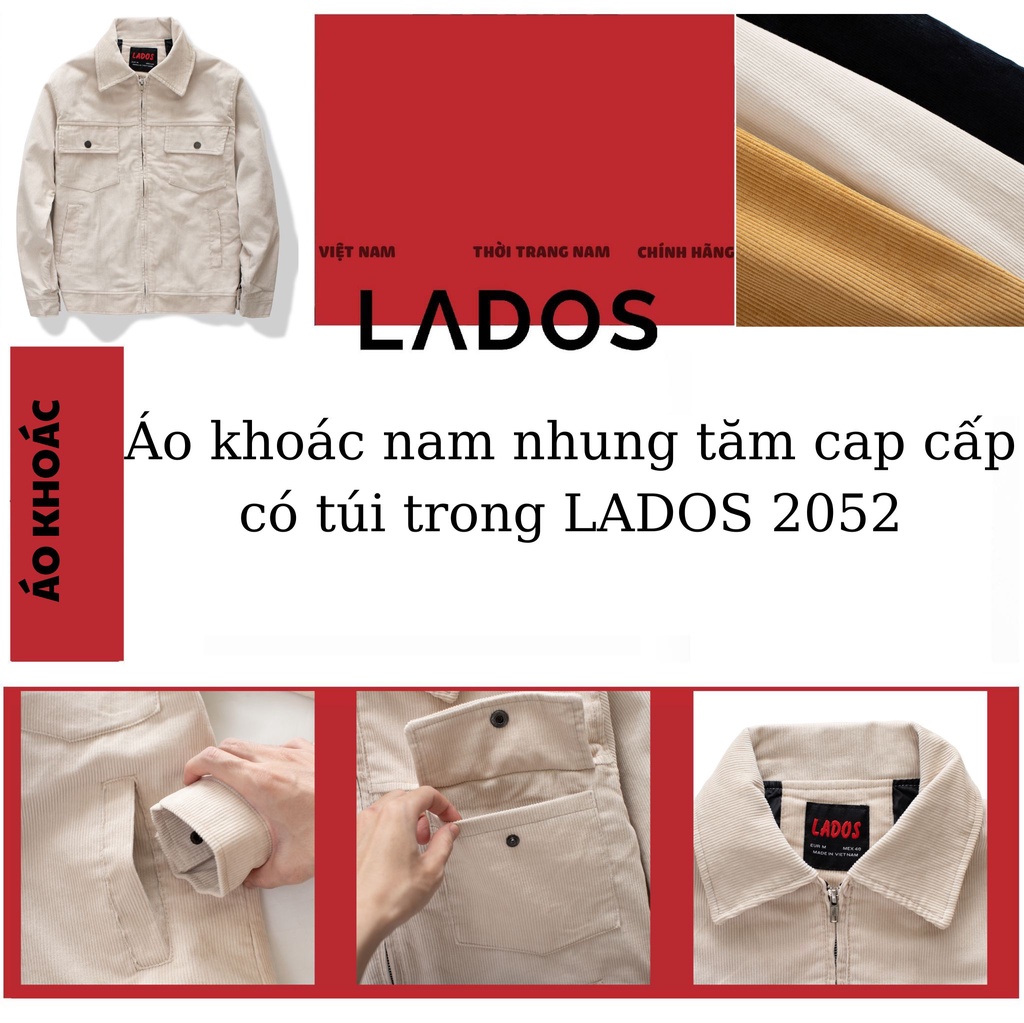Áo khoác nam nhung tăm cao cấp có túi trong LADOS 2052 form đẹp, trẻ ...