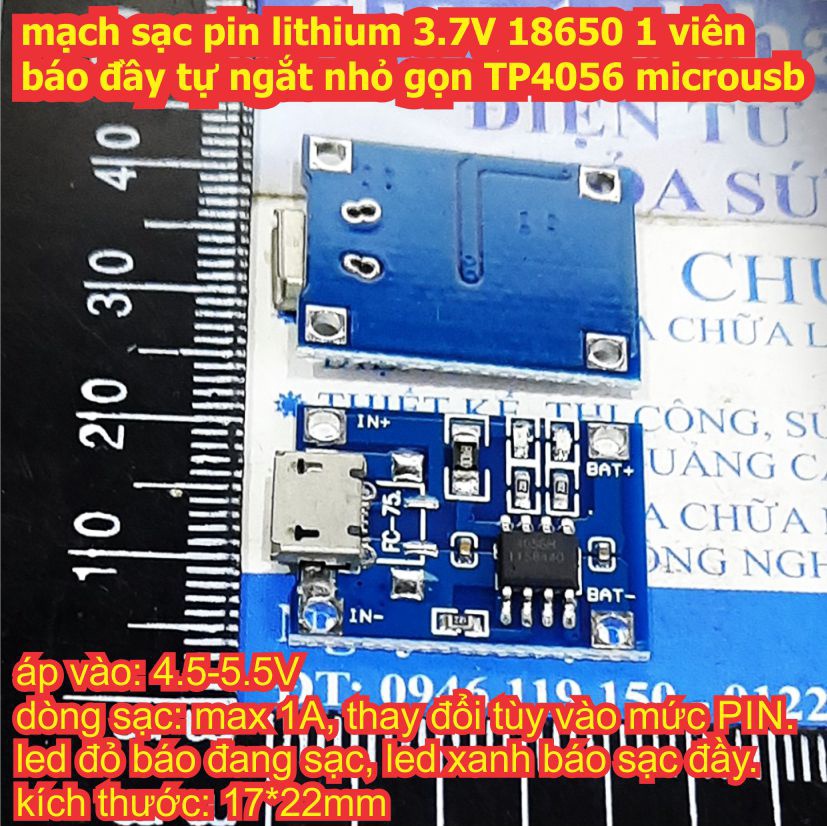 5 cái mạch sạc pin 3.7V 18650 1 viên 1S báo đầy tự ngắt nhỏ gọn TP4056 microusb kde8155 | Shopee ...