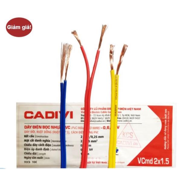 [Bán theo cuộn/1 cuộn 100M] Dây điện đôi VCmd 2x0,5, 2x0,75, 2x1.0, 2x1,5, 2x2,5 Cadivi- Hàng ...