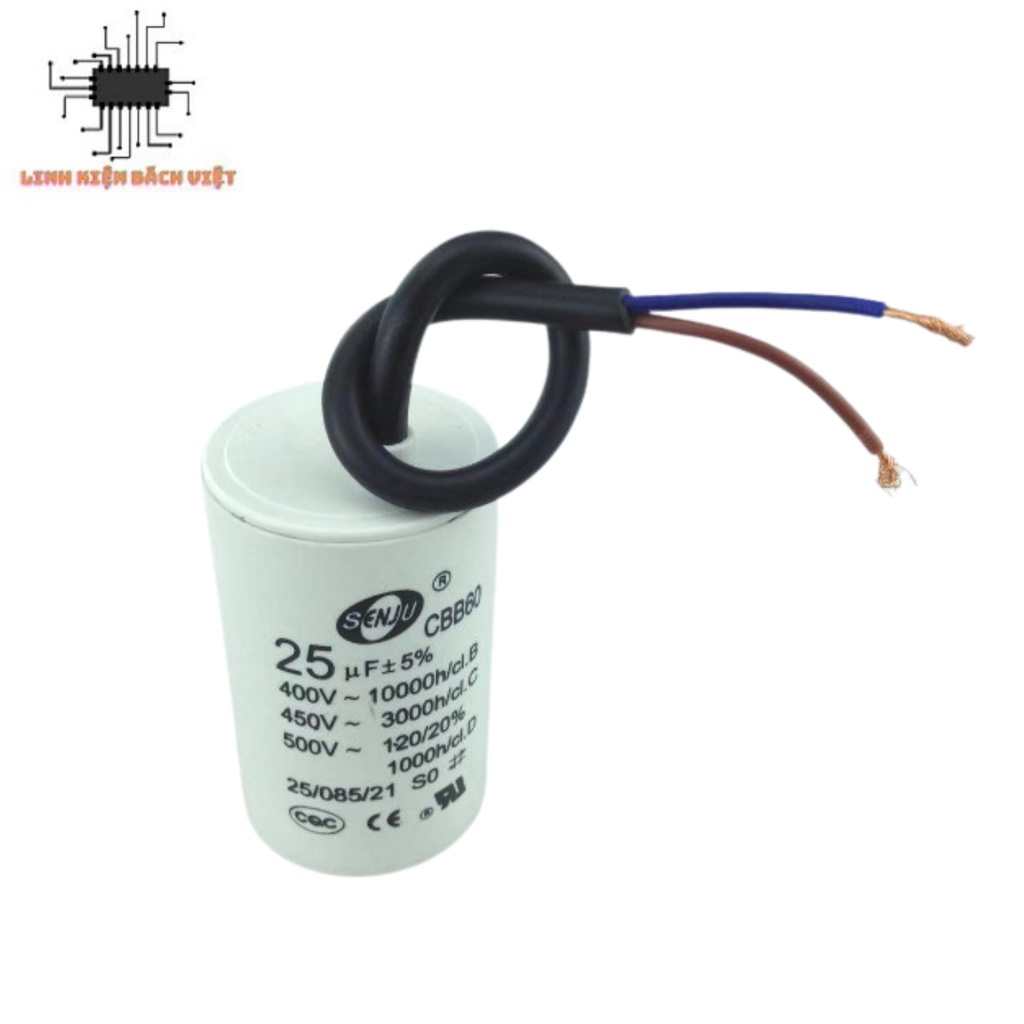 Tụ khởi động 25uF 450V CBB60 SENJU trắng (1 chiếc) | Shopee Việt Nam