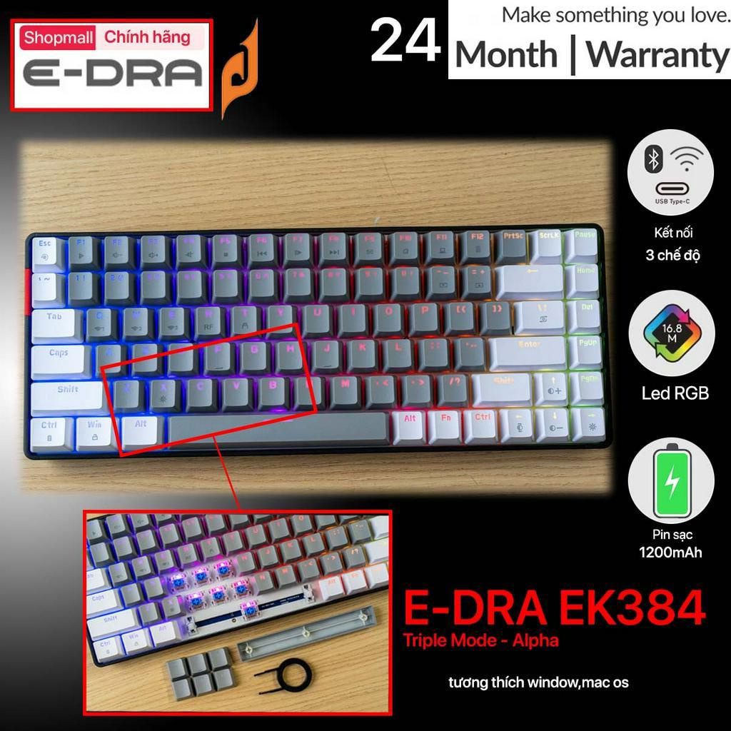 Bàn phím cơ chơi game E-Dra EK384 Triple Mode - Alpha led RGB | Shopee ...