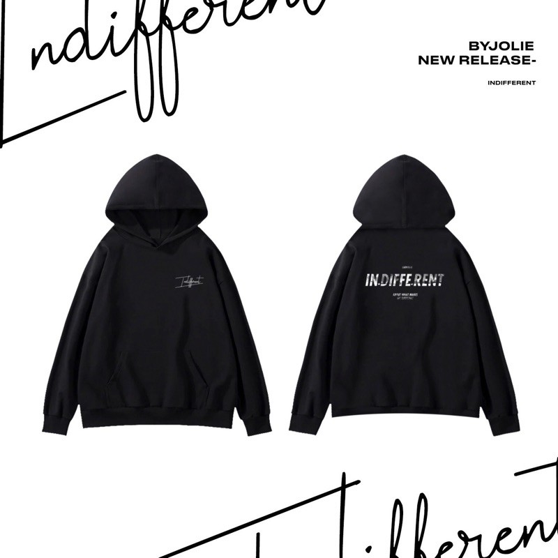 Hoodie nỉ bông unisex form suông Byjolievn Indifferent | Shopee Việt Nam