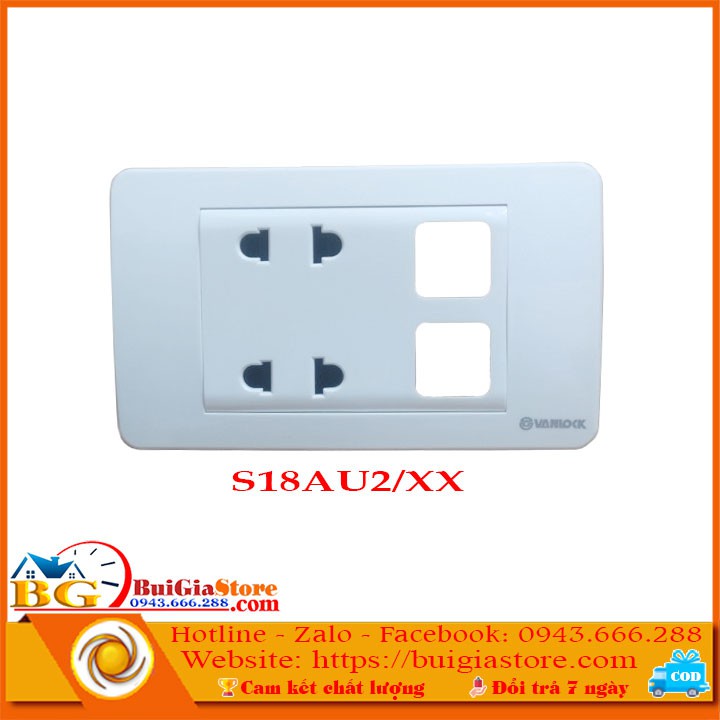 Mặt 2 ổ cắm 2 chấu 16A với 2 lỗ Sino - Vanlock S18AU2/XX (Seri S18A ...
