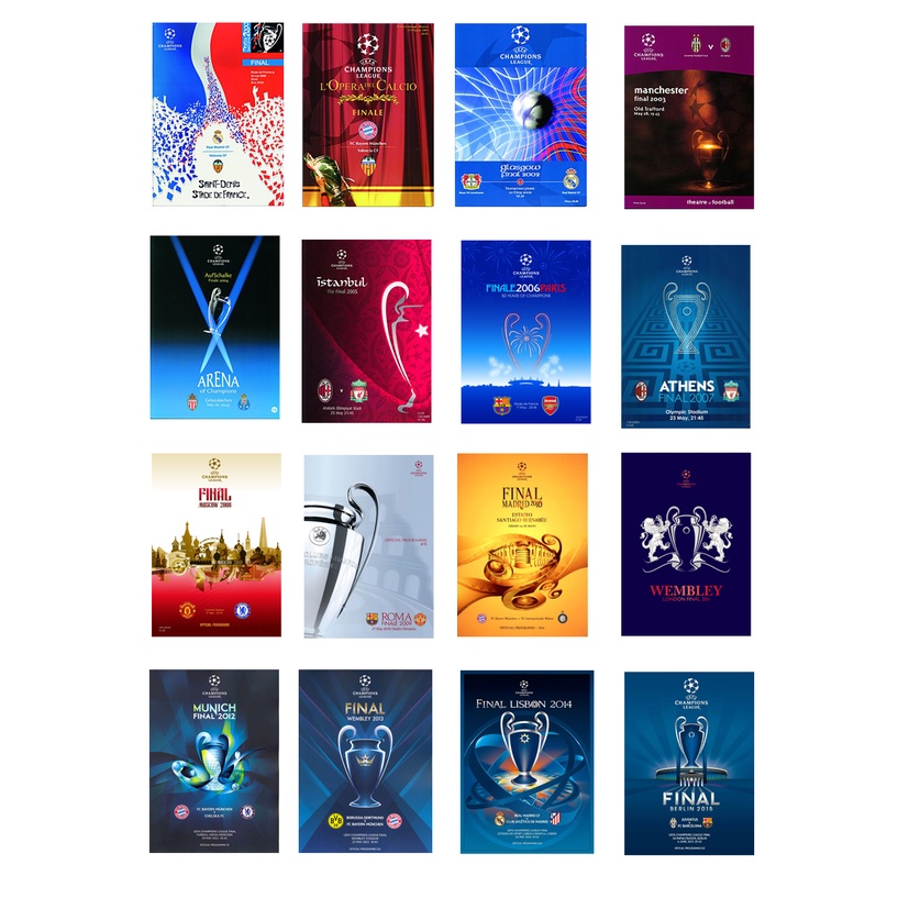 Bộ 22 sticker decal hình dán Poster Cup C1, Champions League, hình dán ...