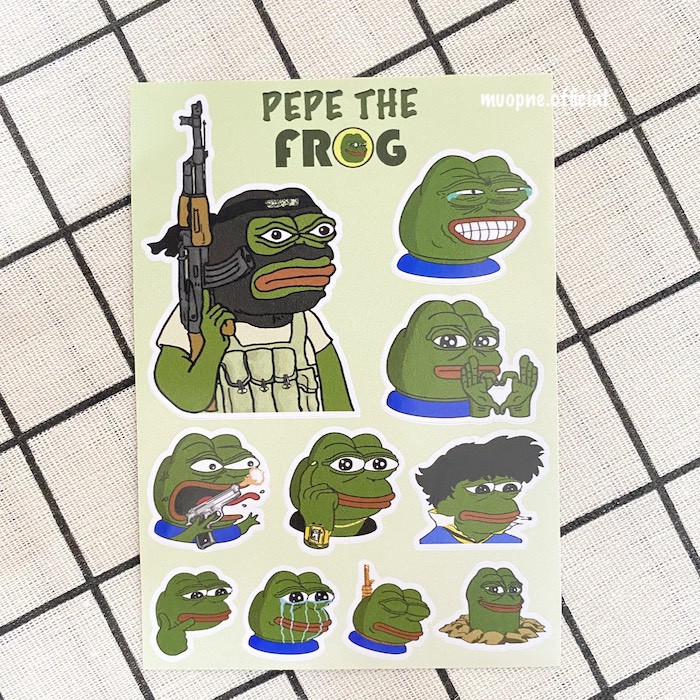 Sticker Ếch xanh meme Pepe The Frog dán nón bảo hiểm | Shopee Việt Nam