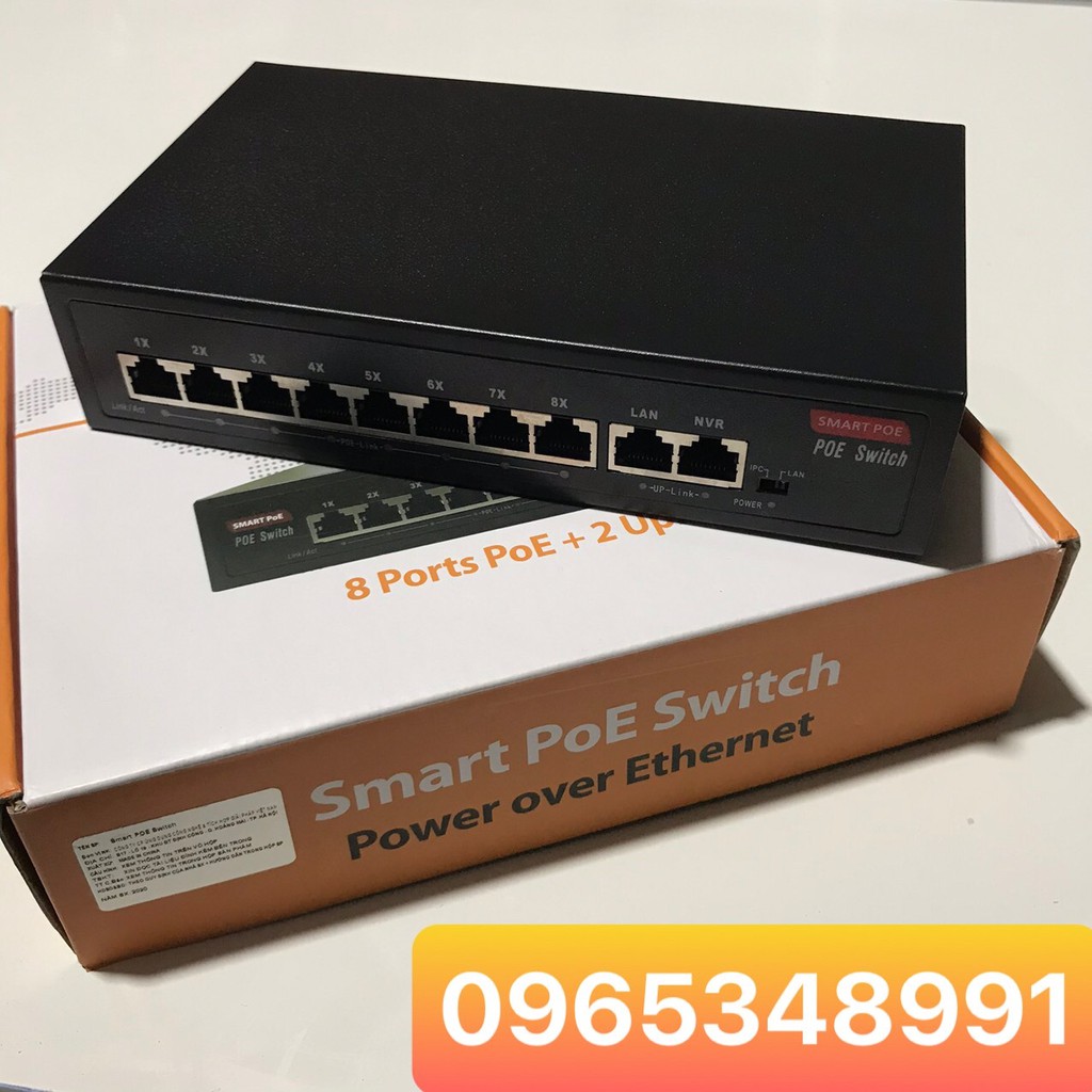 Switch PoE 8+2 Port Smart (bộ chia mạng poe 8 cổng, 2 cổng uplink) hàng ...