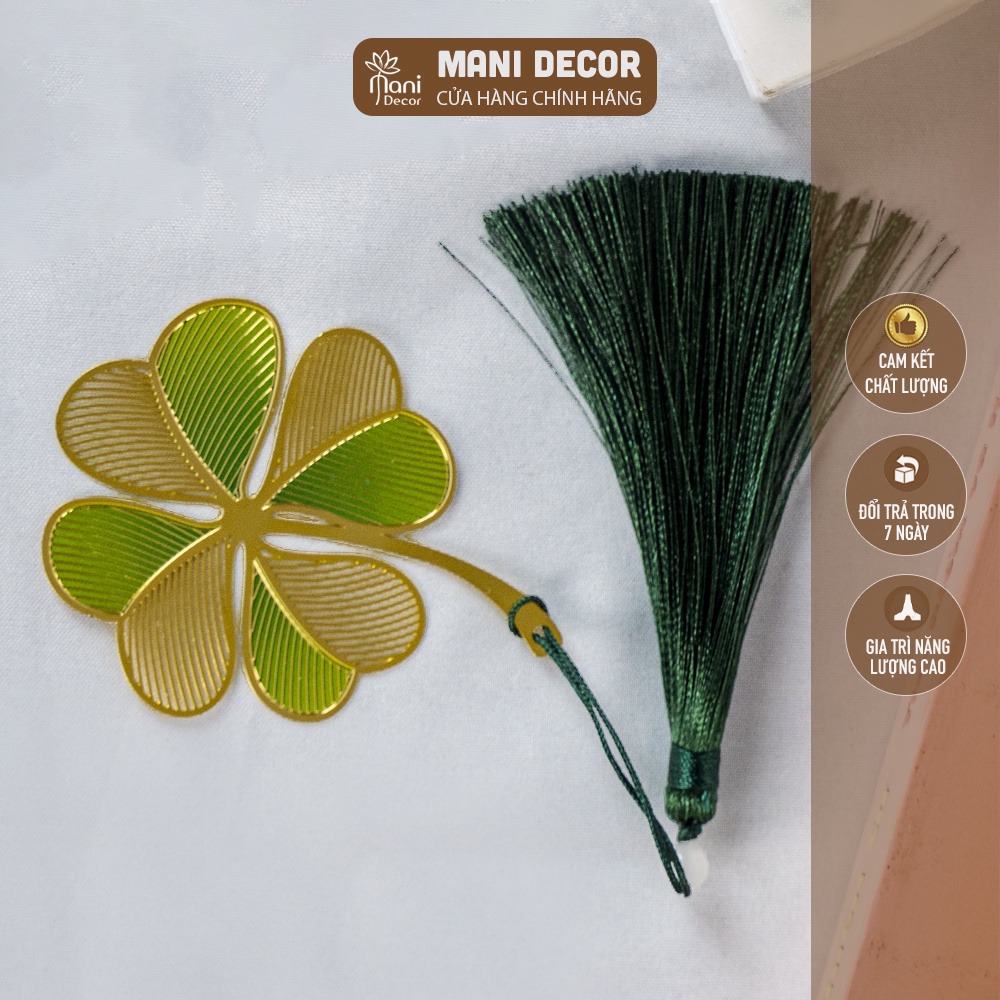 Bookmark cỏ bốn lá kim loại mạ vàng, dùng kể kẹp sách, đem lại may mắn ...