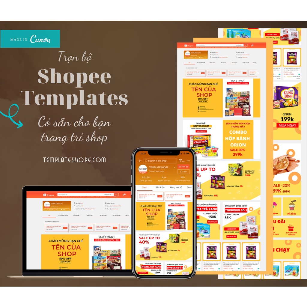 Shopee template trang trí shop ngành bách hóa online thiết kế có sẵn ...