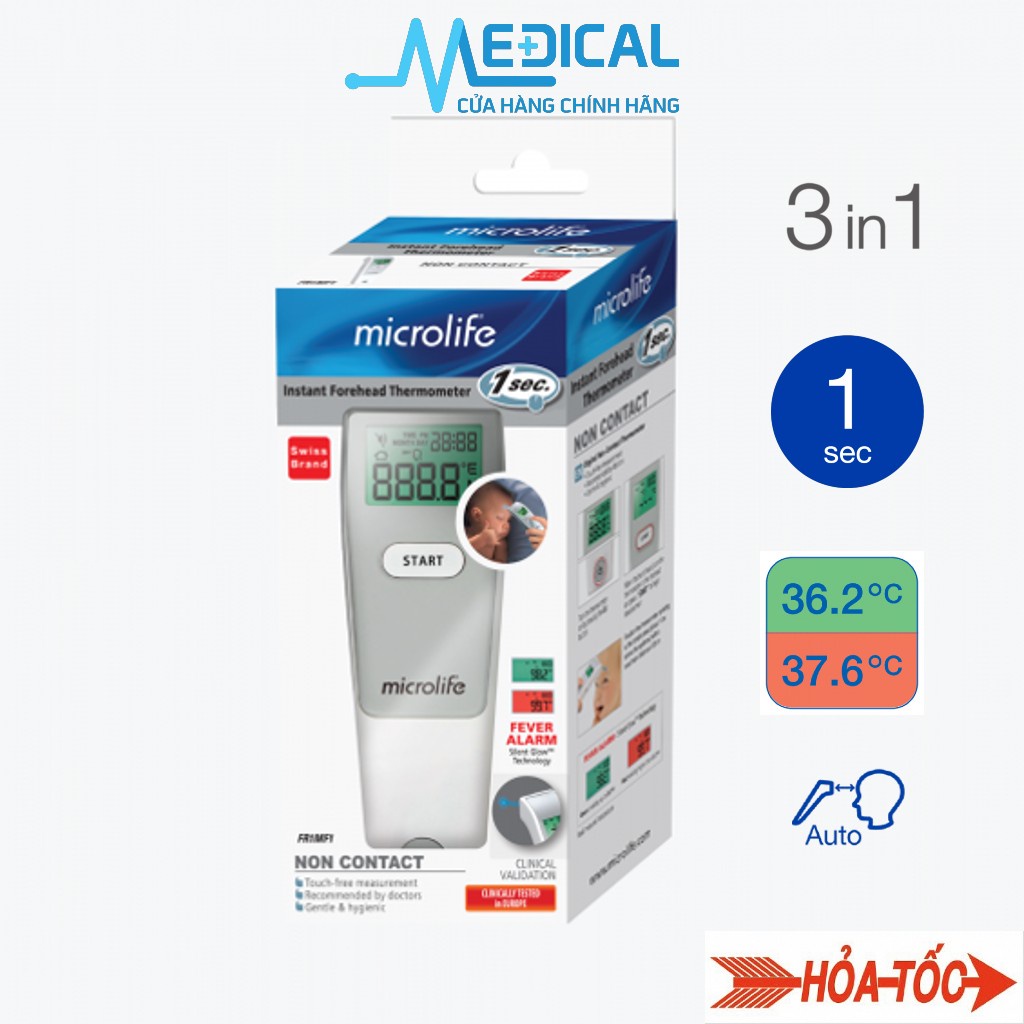 Nhiệt kế hồng ngoại đo trán Microlife FR1MF1 đo cho kết quả 1s ...