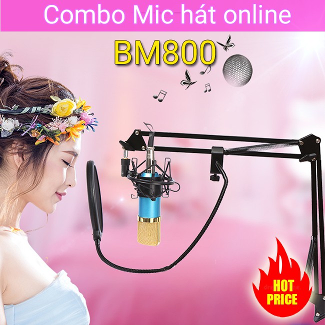 Combo Mic hát live stream BM800 + Soundcard V8 | Shopee Việt Nam