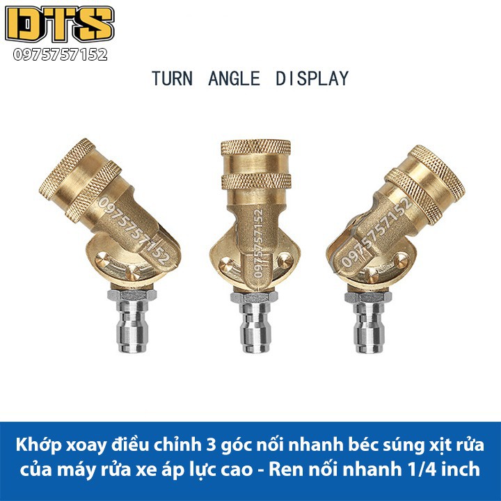 Khớp xoay điều chỉnh 3 góc (0 độ, 45 độ, 90 độ) nối nhanh béc súng xịt ...