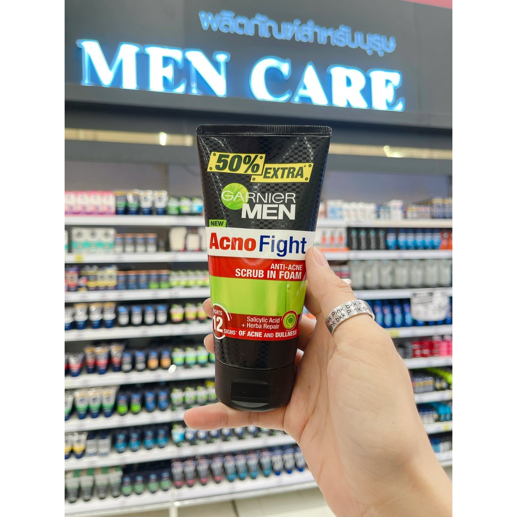 Sữa rửa mặt GARNIER MEN Acno Fight Anti-Acne Scrub dạng bọt 150ml | Shopee Việt Nam