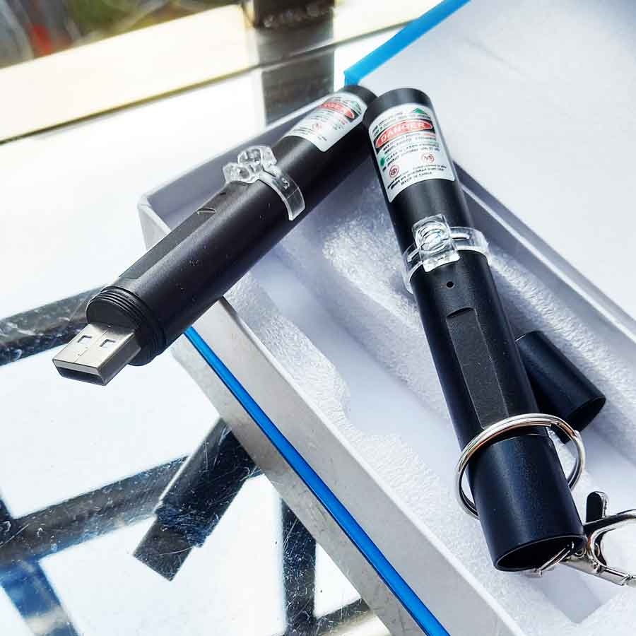 Đèn Laze Laser Tia Đỏ Móc Khóa Sạc Trực Tiếp USB Vỏ Đen Dài 10cm ...