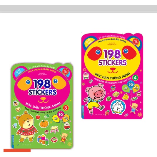 Sách-Combo 2c-198 sticker Bóc dán hình thông minh 198 sticker IQ EQ CQ ...