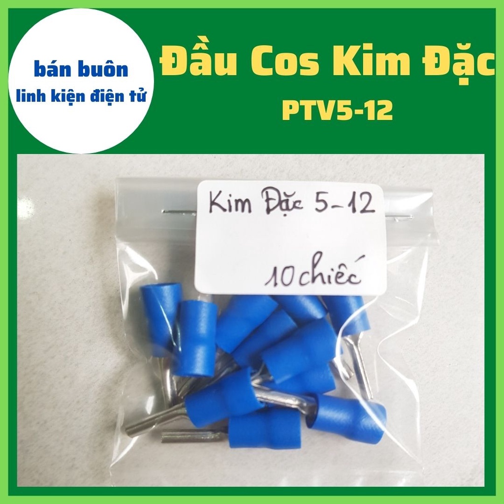 10 cos kim đặc 5-12, cốt kim dặc 5-12,đầu cos dây điện, đầu cosse pin ...