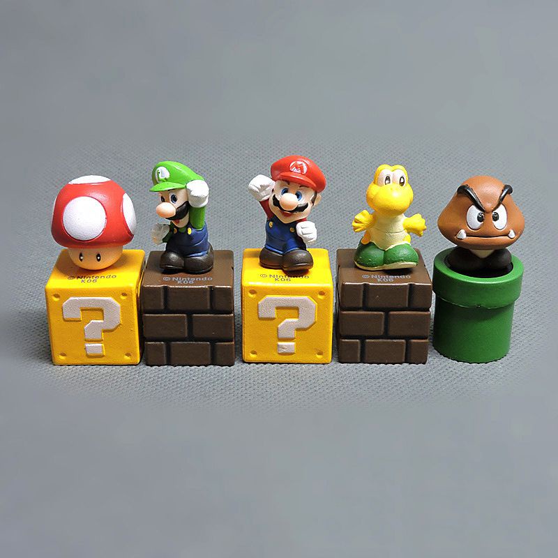 set 5pcs Super Mario Bros PVC Action Figures Decoration Game Mushroom ...