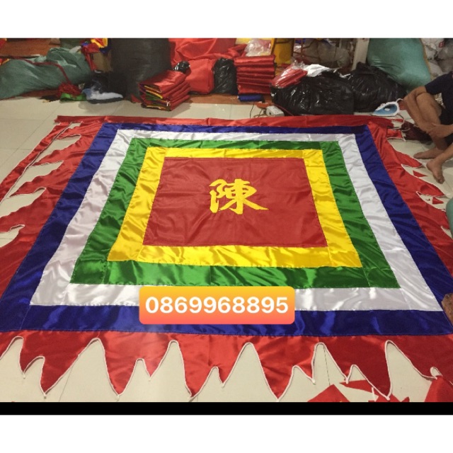 Cờ ngũ sắc thêu chữ họ trần 2,2x2,2m | Shopee Việt Nam