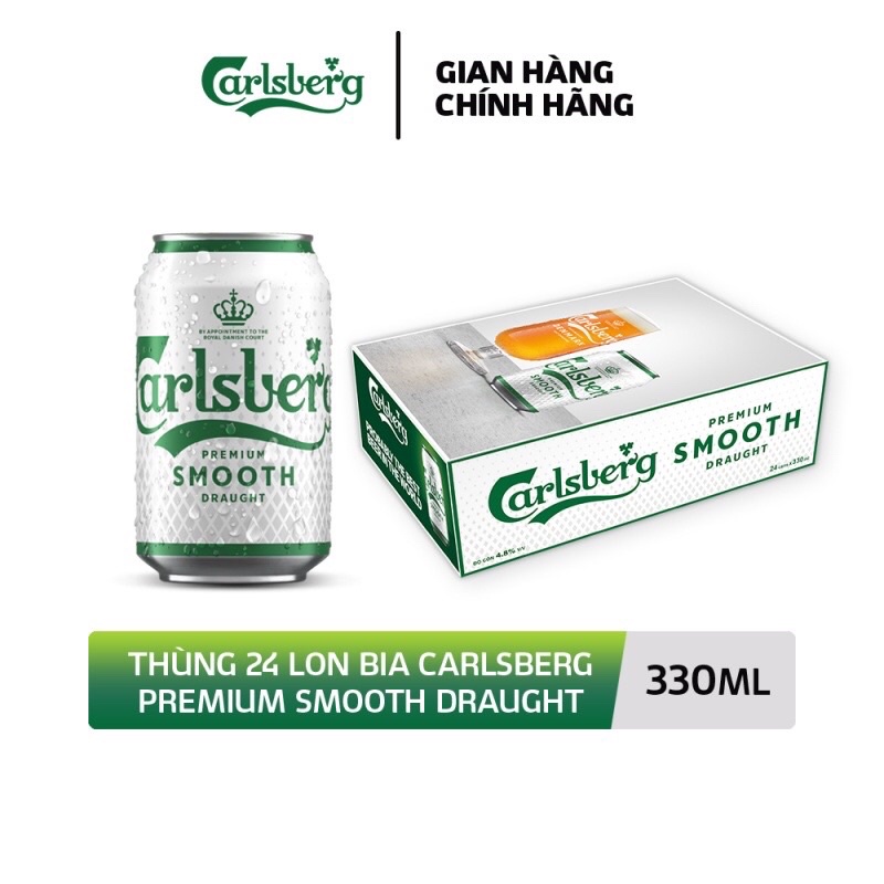 THÙNG 24 LON BIA CARLBERG SMOOTH DRAUGHT 330ml | Shopee Việt Nam