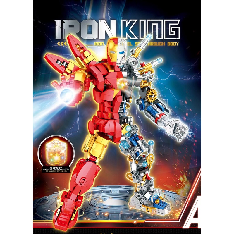 Đồ chơi Lắp ráp Mô hình người siêu sắt Iron King 6069 935PCS Half ...