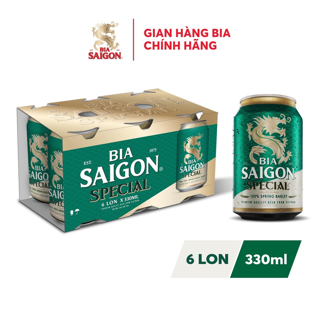 Lốc 6 lon bia SÀI GÒN SPECIAL - SABECO - 330ml/lon | Shopee Việt Nam