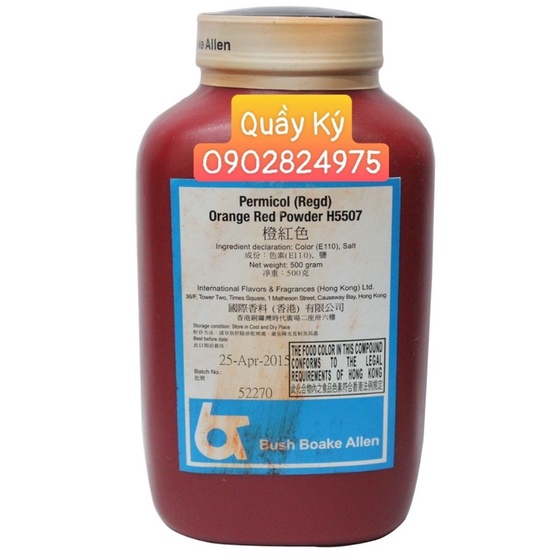 Bột Màu 500gr - Hong Kong/ Permicol Orange Red Powder ( đỏ cam) / Lemon ...