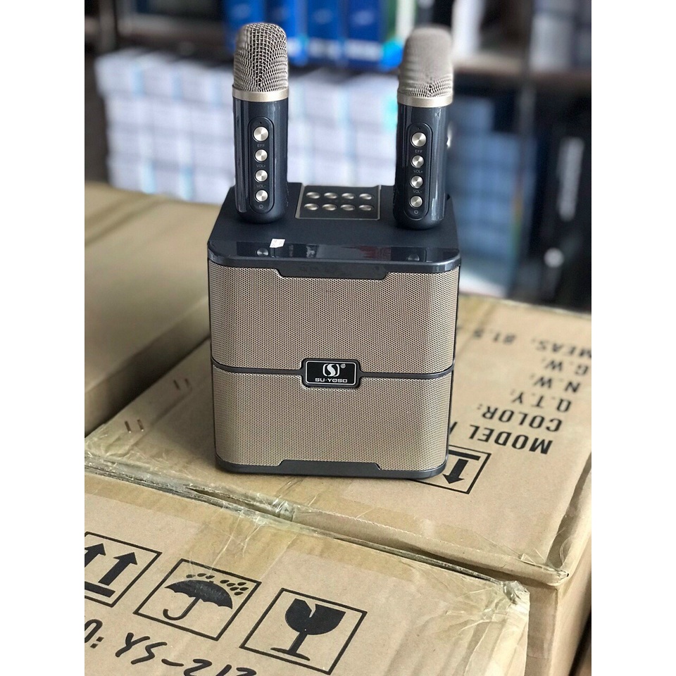 Loa karaoke mini kèm 2 mic YS213 | Shopee Việt Nam