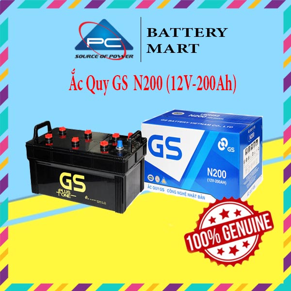 Bình Ắc Quy Nước 12V-200Ah, Ắc Quy Ô Tô GS N200 | Shopee Việt Nam