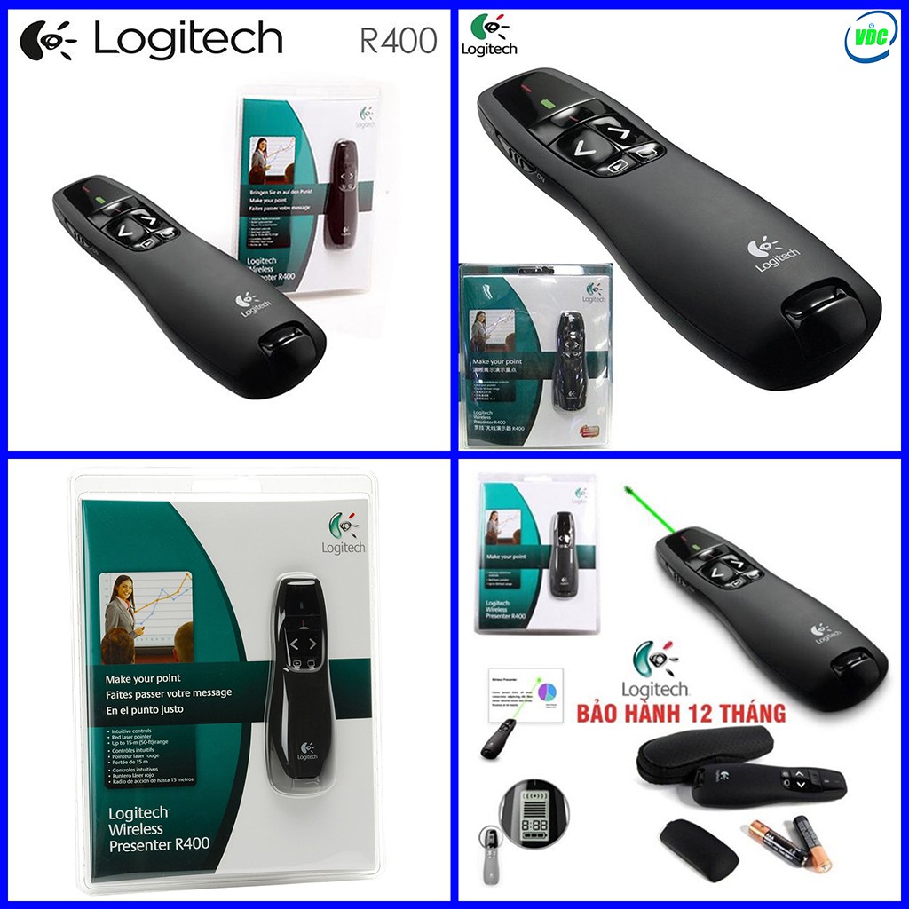 Bút trình chiếu Logitech R400 - Tặng kèm pin - Bảo hành 12 tháng - Cam ...