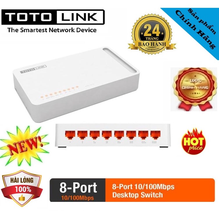 Cổng Chia Mạng 8 ports 10/100Mbps Switch Totolink S808 | Shopee Việt Nam
