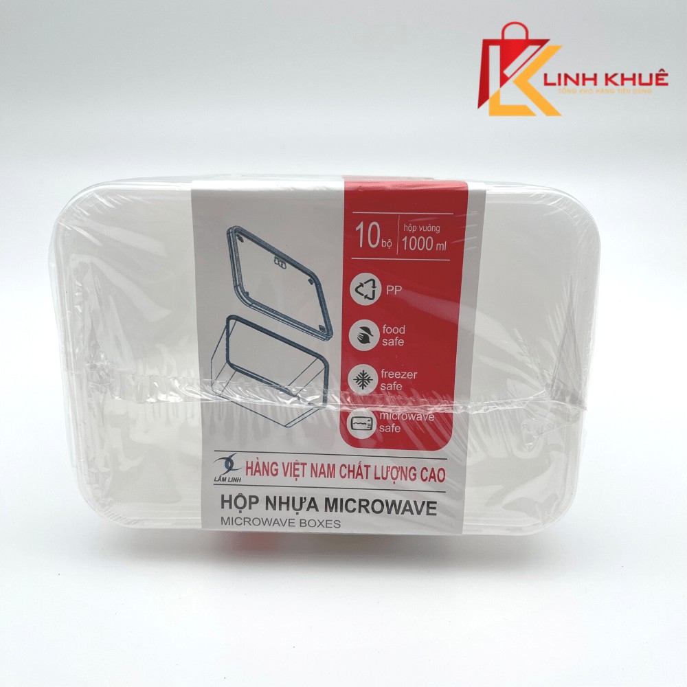 Hộp nhựa chữ nhật 1000ml kèm nắp + Hộp Microwave+ Hàng Việt Nam chất ...