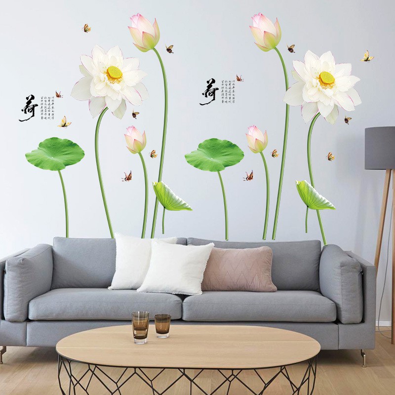 Decal dán tường Hoa sen trắng | Shopee Việt Nam